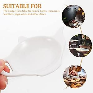 Angoily Tea Bag Holder Ceramic Teabag Coaster Teabag Tray Tea Bag Storage Plate Teabag Holder Tea Saucer Spoon Seasoning Dish Ketchup Dipping Bowl for Home Tea Party Favor White Keychain Holder