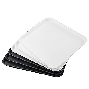 Waikhomes 6 Packs Fast Food Serving Tray, Plastic Breakfast Serving Trays, Rectangle Non Slip Tray