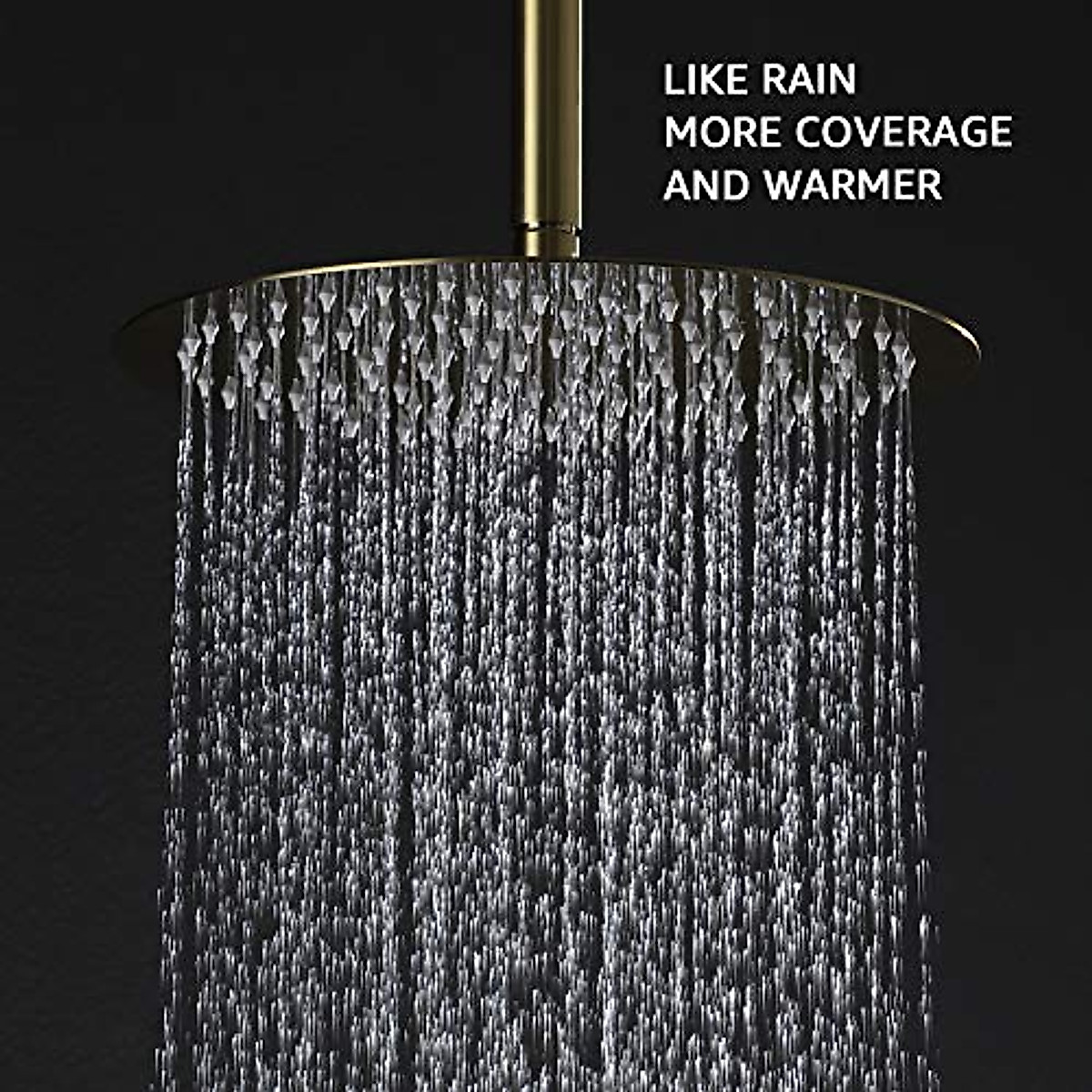 Gold Shower System, Ceiling Shower Faucet Has 12 Inch Round Gold Rain Shower Head With Handheld and Valve, TIPOK Brush Gold Rainfall Shower Head System