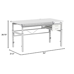 Studio Designs Graphix II Pro Line Split Top Height Adjustable Drafting, Drawing Table with 39.5" x 30" Tilting Top,White