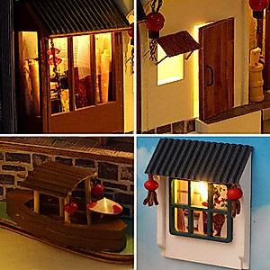 WonDerfulC 3D Wooden Book Stand Puzzle DIY Dollhouse Wood Bookends Book Nook Model Building Kit with LED Light for Teens and Adults to Build-Creativity Gift for Birthdays Christmas Halloween