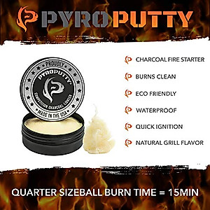 Phone Skope PYRO Putty Winter, Summer, Eco Blend, Emergency Survival Fire Starter (2 oz BBQ/Charcoal)