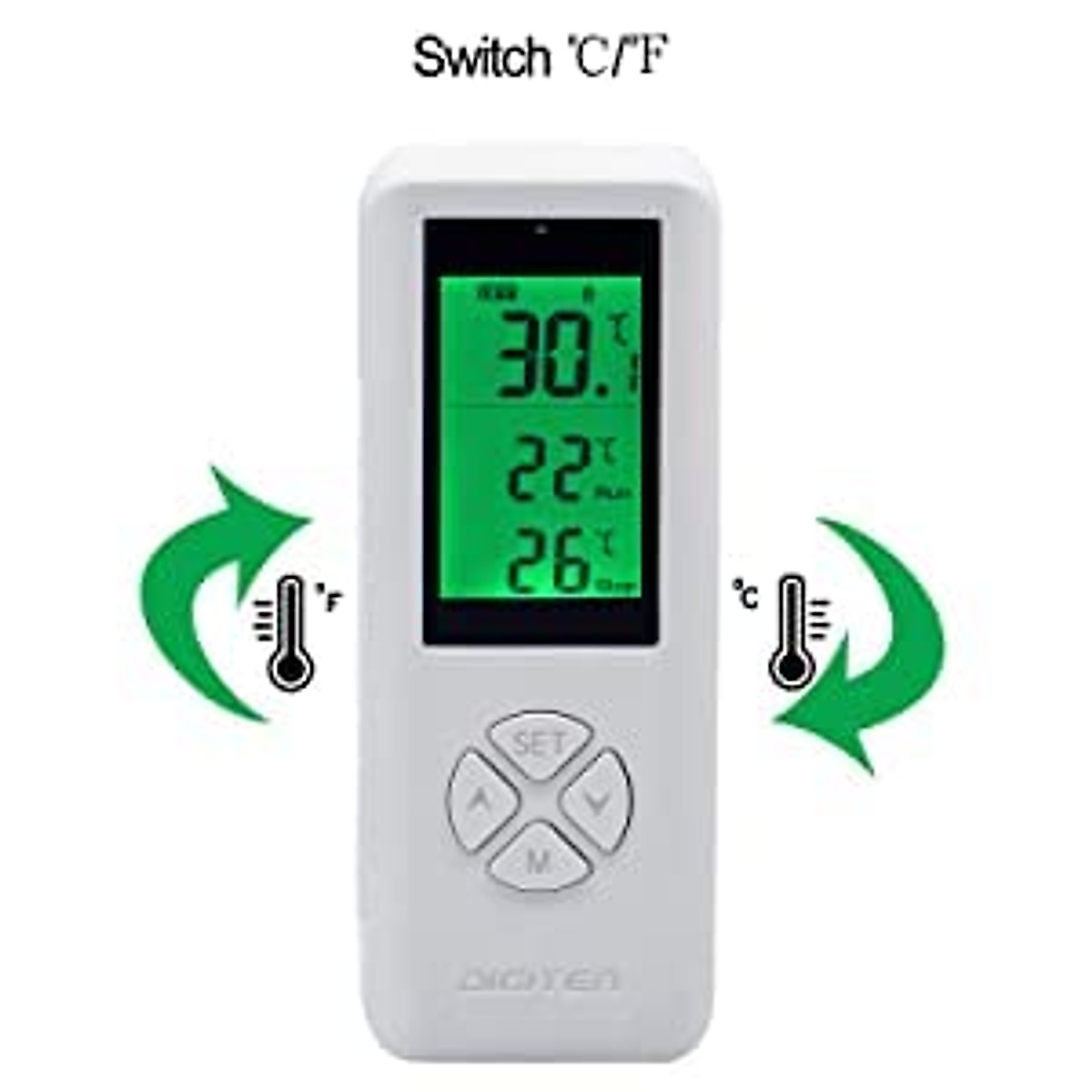 WTC100 Wireless Temperature Controller Digital Plug-in Thermostat Outlet Remote Control Heating Cooling Mode for Window A/C Fan Heater Greenhouse Homebrewing Reptile (Built-in Temp Sensor)