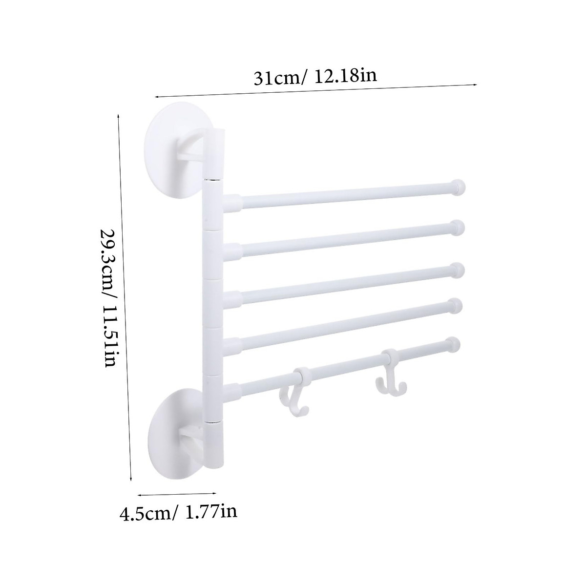 PRETYZOOM 1 Set Drying Rack Swivel Towel Rack Coat Hangers Towels Towel Bar Bath Towel Rack Towel Rod Towel Hanging Shelf Kitchen Towel Rack White No Punching Dishcloth to Rotate Rubber