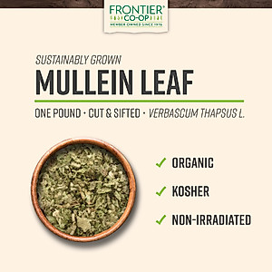Frontier Co-op Mullein Leaf Tea, 16 oz Kosher Bag - For Tea, Extracts, Capsules