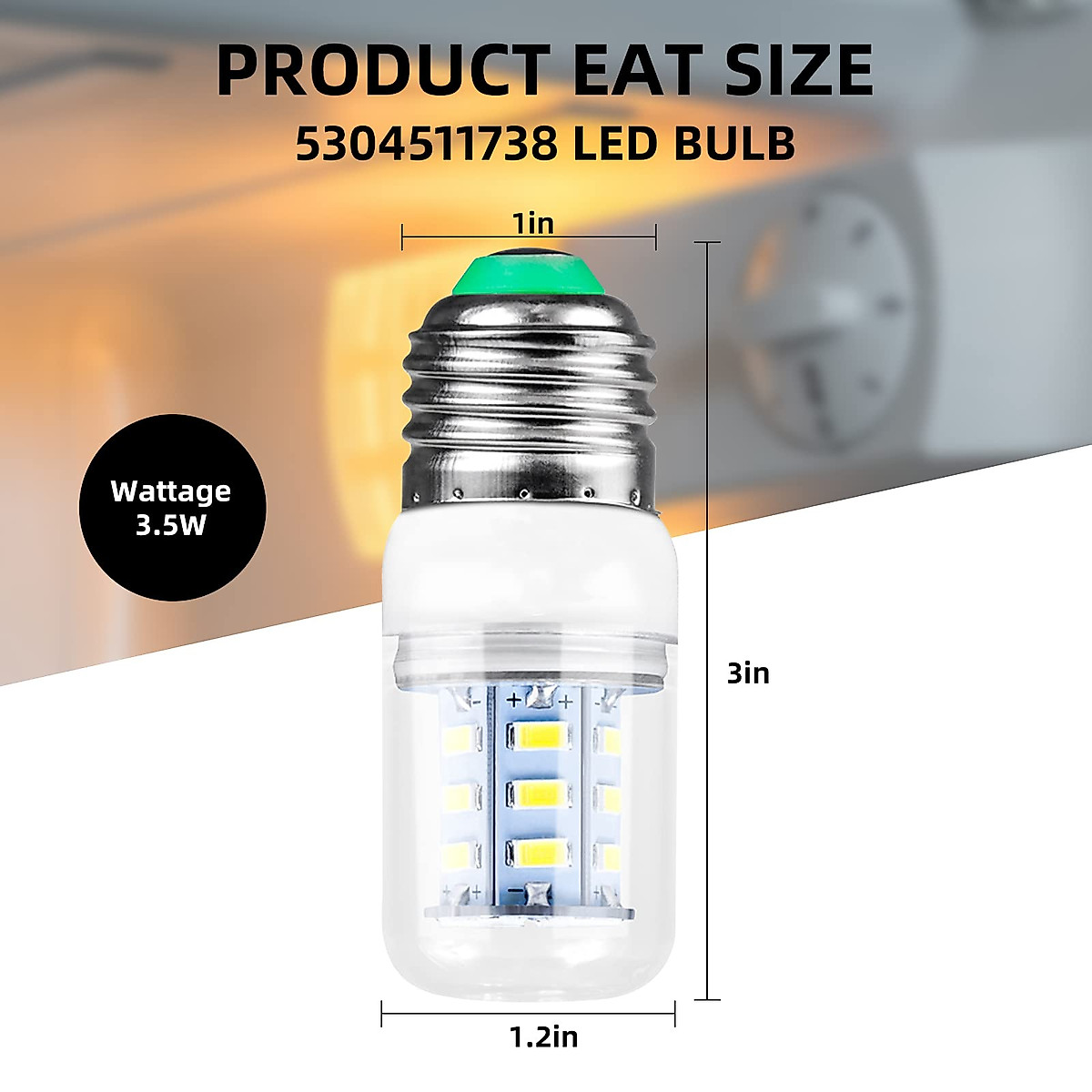 GEAIN 5304511738 Light Bulb Refrigerator 3.5W (110-240V Warm Light) for Frigidaie Refrigerator Light Bulb | LED kei d34l Replacement Light Bulb Refrigerator PS12364857 AP6278388-2 Pack