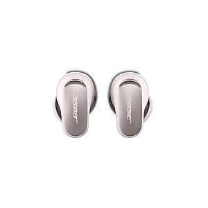 Bose QuietComfort Ultra True Wireless Bluetooth Adjustable Noise Cancelling Earbuds, Spatial Audio, Up to 6 Hours of Play Time, White Smoke Bundle with Fit Kit