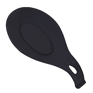 1pcs Silicone Spoon Rest 9 inches Large Size for kitchen Counter Silicone Utensils Ladle Holder Large Black