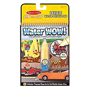 Melissa & Doug On the Go Water Wow! Reusable Water-Reveal Activity Pad - Vehicles - Stocking Stuffers, Mess Free Coloring Books For Toddlers Ages 3+, Travel Toys