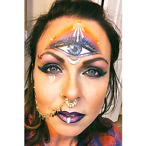 Honbay Body Jewelry Fake Septum Ring Non Piercing Nose Rings with Chain Nose to Ear Chain with Tassel (Gold)