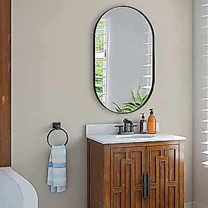 ANDY STAR Black Oval Mirror, 24x36 Oval Black Mirror in Stainless Steel Metal Frame for Bathroom, Entryway, Living Room, Contemporary 1" Deep Set Design Wall Mount Hangs Vertical or Horizontal