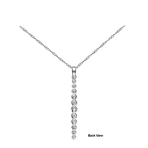 Vertical Bar Necklace Bezel Set Diamonds Journey Pendant in 925 Sterling Silver 0.13ct (I-J, I3), 18 inch, by Keepsake