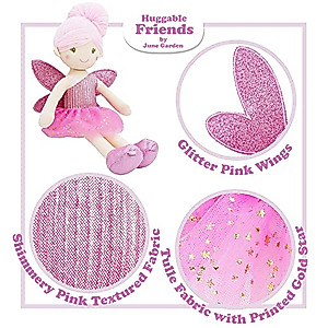 June Garden 12" Enchanted Garden Fairy Doll Elida - Plush Stuffed Soft Doll Girl Gift - Pink Outfit and Wings