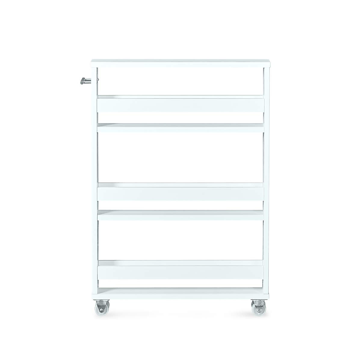 MUSEHOMEINC Compact Space Kitchen Pantry,4-Tier Kitchen Removable Storage Cart, Slim Slide Out Rolling Pantry Shelf for Narrow Spaces（White）