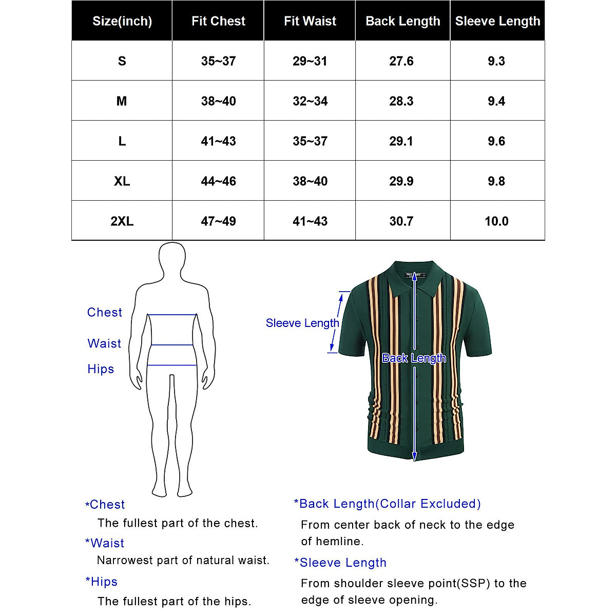 PJ PAUL JONES Knit Polo Shirt Mens Retro 70s Stripes Lapel Collared Knitted Shirts Blue Button Down Italian Knitwear for Summer Golf Bowling XL