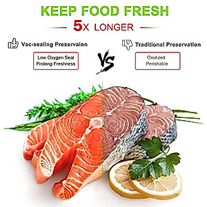 HEMOER Vacuum Sealer Bag for Food Saver, 5 Rolls Total 82Ft Vac Heat Seal Rolls Bag 4mil Heavy Duty, Commercial Grade, BPA Free Great for Vac Storage, Meal Prep or Sous Vide Cooking