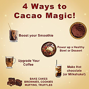 Cacao Magic | Superfood 5 Mushroom Blend for Focus, Mental Clarity & Energy | Lions Mane, Reishi, Chaga, Cordyceps, Turkey Tail | Smoothie, Hot Chocolate, Coffee Alternative (50 Servings)