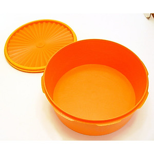 Vintage Tupperware Servalier 6 Piece Stacking Canister Set Orange Yellow Green 8 Cups