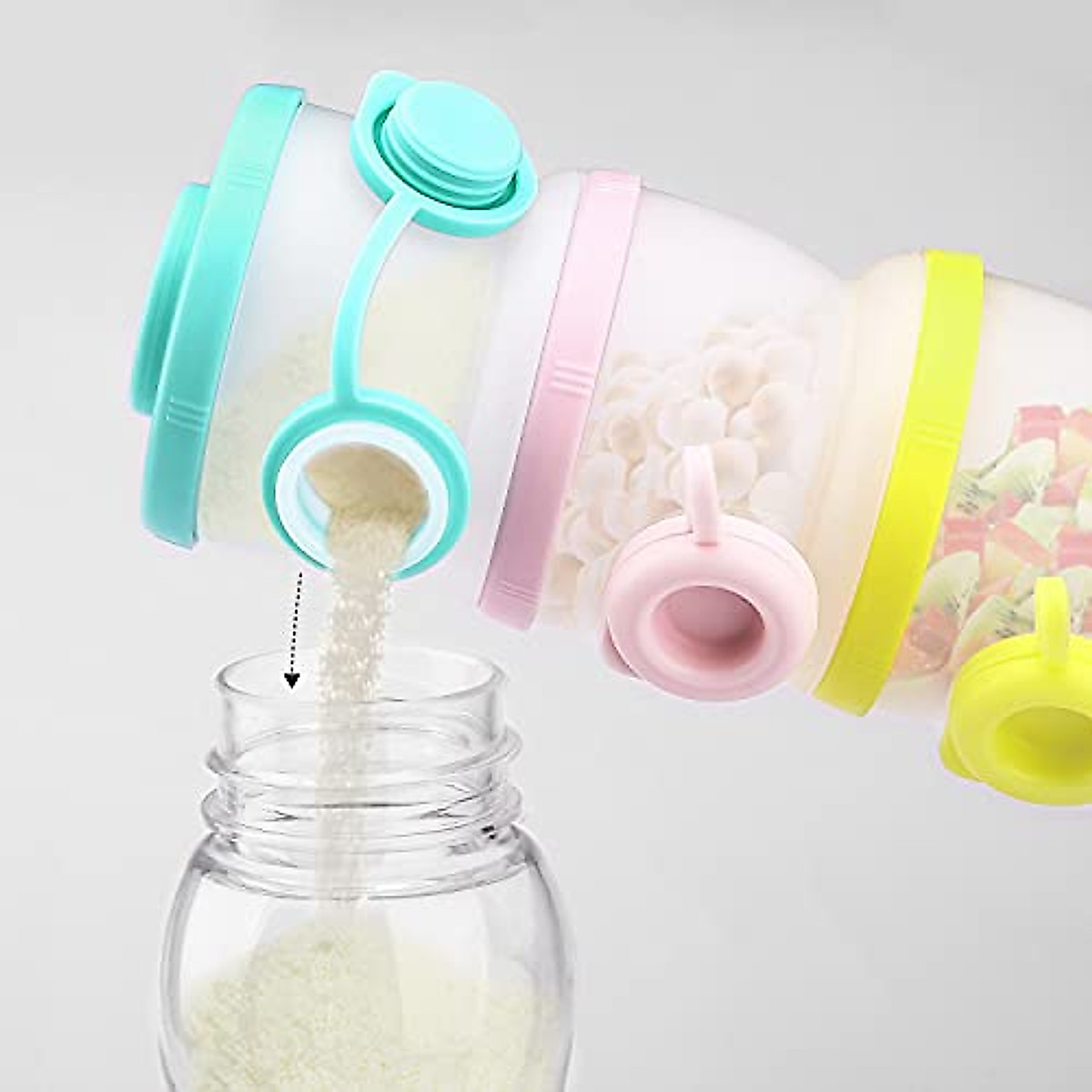 Zooawa Baby Formula Dispenser, Non-Spill Stackable Milk Powder Formula Container Christmas Formula Holder Snack Fruit Biscuits Storage for Travel, On-The-Go, BPA Free, 3 Compartments