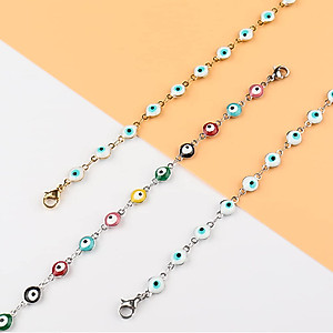 LZQIFA Evil Eye Bracelets,Lucky Bracelets for Women Men Girls,Stainless Steel Handmade，Evil Eye Jewelry (3 pcs silver mix)