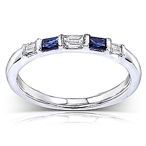 Kobelli Blue Sapphire and Diamond Ring 1/4 Carat (ctw) In 14k White Gold, Size 4