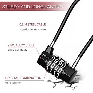 LOFICOPER Combination Padlock with Long Shackle, Cable Locks with Combination, 4 Digit Combination Long Padlock, Gym Locker Lock for Cabinet, School, Fence, Toolbox, Case