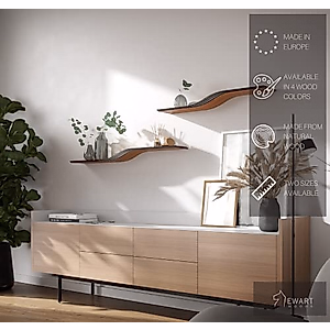 Floating Shelves with Hidden Mount, Wall Shelf with White Decor, Modern Furniture Made of Natural Wood, Geometric Wooden Shelf Office Bookshelves Bathroom Storage Bedroom (Cherry, 120cm (47.2 inch))