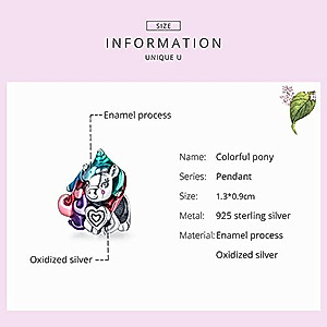 Manhe Charms Animal Charm Sterling Silver Horse Dog Flamingo Unicorn Charms for Pandora Bracelet (Pony Charms)