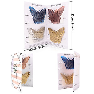 Butterfly Wall Decor 48pcs 3D Stickers Decoration, for Kids Baby Bedroom Paper Butterflies Gold Friendship Stickers Decor Teachers Office Classroom Party for Christmas Gifts Friends Stickers Set.