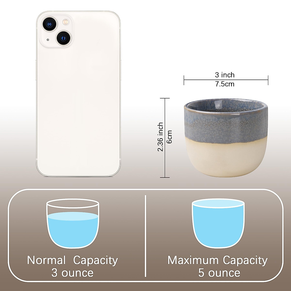 ZEBERBO Ceramic Espresso Cups Set of 4, 5oz Espresso Coffee Mugs, Special Glazed Demitasse Cups Expresso Coffee Cup for Espresso Machine