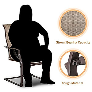 BALI OUTDOORS Patio Dining Chairs Set of 2, Textilene Outdoor Furniture Chairs Firepit Chairs All Weather Resistant Rocking Chairs, Brown