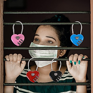 Generic 4-Piece Combination Lock with Heart Shape Code, Keyless and Resettable, Zinc Alloy Body and Hard Steel Rope, Ideal for Luggage, Backpacks, Jewelry Boxes, and More