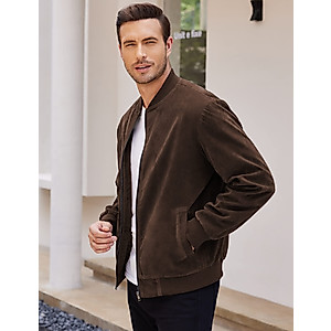 COOFANDY Men's Varsity Baseball Jacket Causal Slim Fit Suede Leather Bomber Jackets