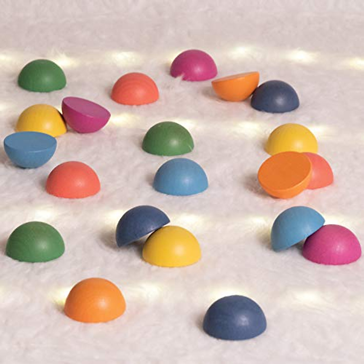 TickiT Rainbow Wooden Semispheres - Set of 21 - Loose Parts Wooden Toy for Babies and Toddlers 10m+ - Inspire Curiosity and Open-Ended Play