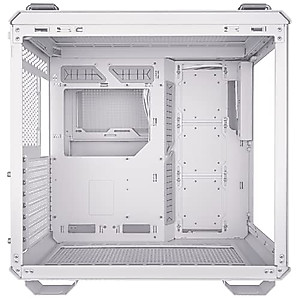 ASUS TUF Gaming GT502 White ATX Mid-Tower Computer Case,Front Panel RGB Button,USB 3.2 Type-C,2x USB 3.0 Ports,Tool-free Side Panel,ARGB Hub, 360mm and 280mm Radiator compatible, Fabric Handle on top.