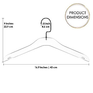 Elavain Acrylic Hanger | Sleek, Modern Clothes Hanger with Black Hook | High End Closest Organizer Space Saving Hangers for Shirts, Jackets, Sweaters, Tops & More | 10 Pack
