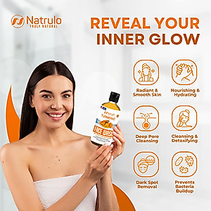 Natrulo Turmeric Face Wash, 4oz Clear Skin Liquid Soap – 100% Natural Anti Aging Exfoliating Turmeric Facial Cleanser for Fading Spots, Clearing Acne Scars, Age Spots, Sun Damage, Discoloration