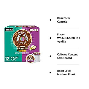 The Original Donut Shop Duos White Chocolate + Vanilla, Keurig Single Serve K-Cup pods, 12 Count