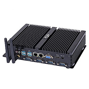 PARTAKER Powerful Mini Desktop Computer, Fanless Industrial PC, Intel Core i5 3317U, 8GB Ram 512GB SSD, 2xNICs, 4xUSB 3.0, 4xCOM RS232, HD Port, Aluminum Alloy Chassis, Windows 11 Pro