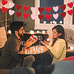 Felt Heart Garland for Valentines Day Decor - Pack of 40, Valentines Day Banner Decor, 4 Pcs Valentine’s Day Garland, Heart Garland for Anniversary Wedding Party Home Office Wall Decorations