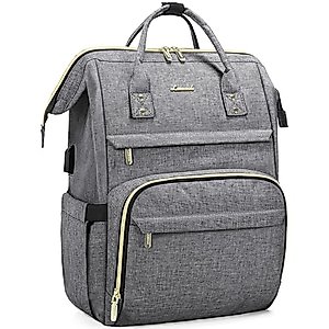 LOVEVOOK Laptop Backpack Women Teacher Backpack Nurse Bags, 15.6 Inch Womens Work Backpack Purse Waterproof Anti-theft Travel Back Pack with USB Charging Port (Grey)