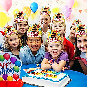 JINCH 30 Pack Birthday Crowns for Kids Classroom, Cute Elastic Happy Birthday Hats for Students Class School Kindergarten VBS Party Supplies