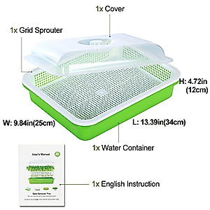 LeJoy Garden Seed Sprouter Tray BPA Free PP Soil-Free Big Capacity Healthy Wheatgrass Grower with Lid Sprouting Kit 13.4x9.84x4.72 inches(LxWxH)