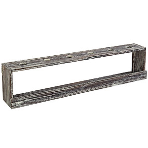 MyGift Wall Mounted Torched Wood Table Tennis Rack for Ping Pong Paddles and Balls Storage Shelf