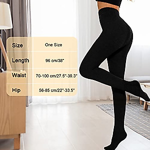 Fleece Lined Tights Women Winter Thermal Warm Leggings for Women Thick Tights Slimmer Opaque Pantyhose Buckwheat color One Size