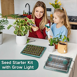 SZSJA Seed Starter Tray with Grow Light, 2 Packs 80 Cells Seed Starting Kit Seedling Starter Trays with Grow Lights, Plant Germination Trays with Humidity Dome Plant Starter Kit