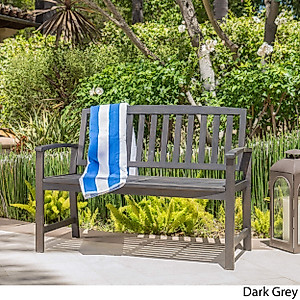 Christopher Knight Home Loja Outdoor Acacia Wood Bench, Dark Grey Finish