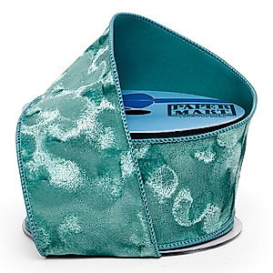 2 1/2" X 10 Yards Brushed Velvet Wired Ribbon,Aqua, Roll 1