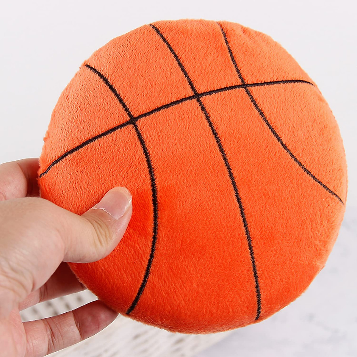 NIOIPXA 3 Pack Dog Flying Disc with Squeaker, Plush Football Basketball Rugby Squeaky Toy for Dogs