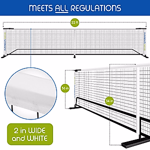 2 Pickleball Nets in 1 – PLAYABOUTS Duo – Set up 22 ft Regulation Size or 11 ft Half Court – Versatile Portable Pickleball Net System for Indoor/Outdoor Pickle Ball Games on Court, Driveway, Backyard